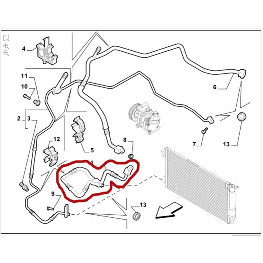 6435 - TUBO FLESSIBILE ARIA CONDIZIONATA AC FIAT 500 [2007-2012] 1.3 ...
